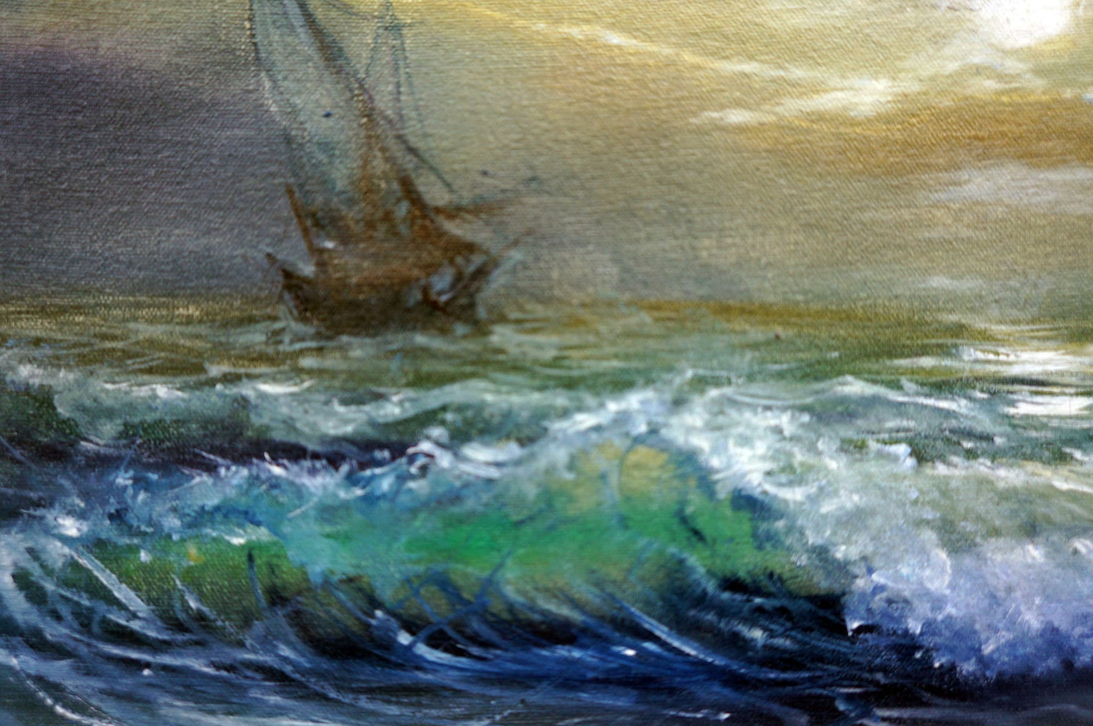 Seascape Painting Original Art Commission Oil on Canvas Old Classical ...