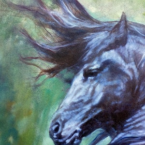 Friesian Horse Painting Original Art Large Oil Canvas Artwork by ...