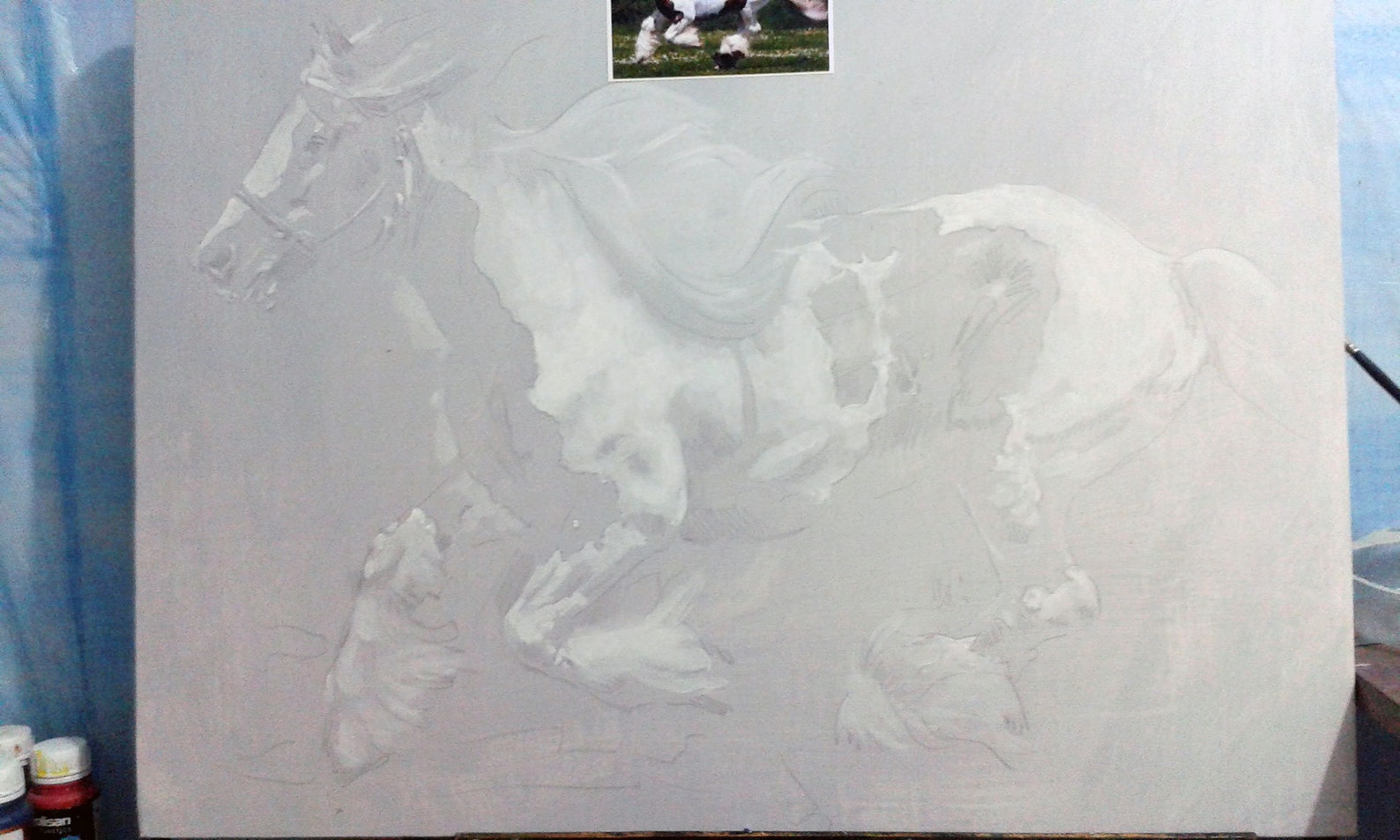 Pinto Horse Painting Original Art Wild Running Horse Large - Etsy