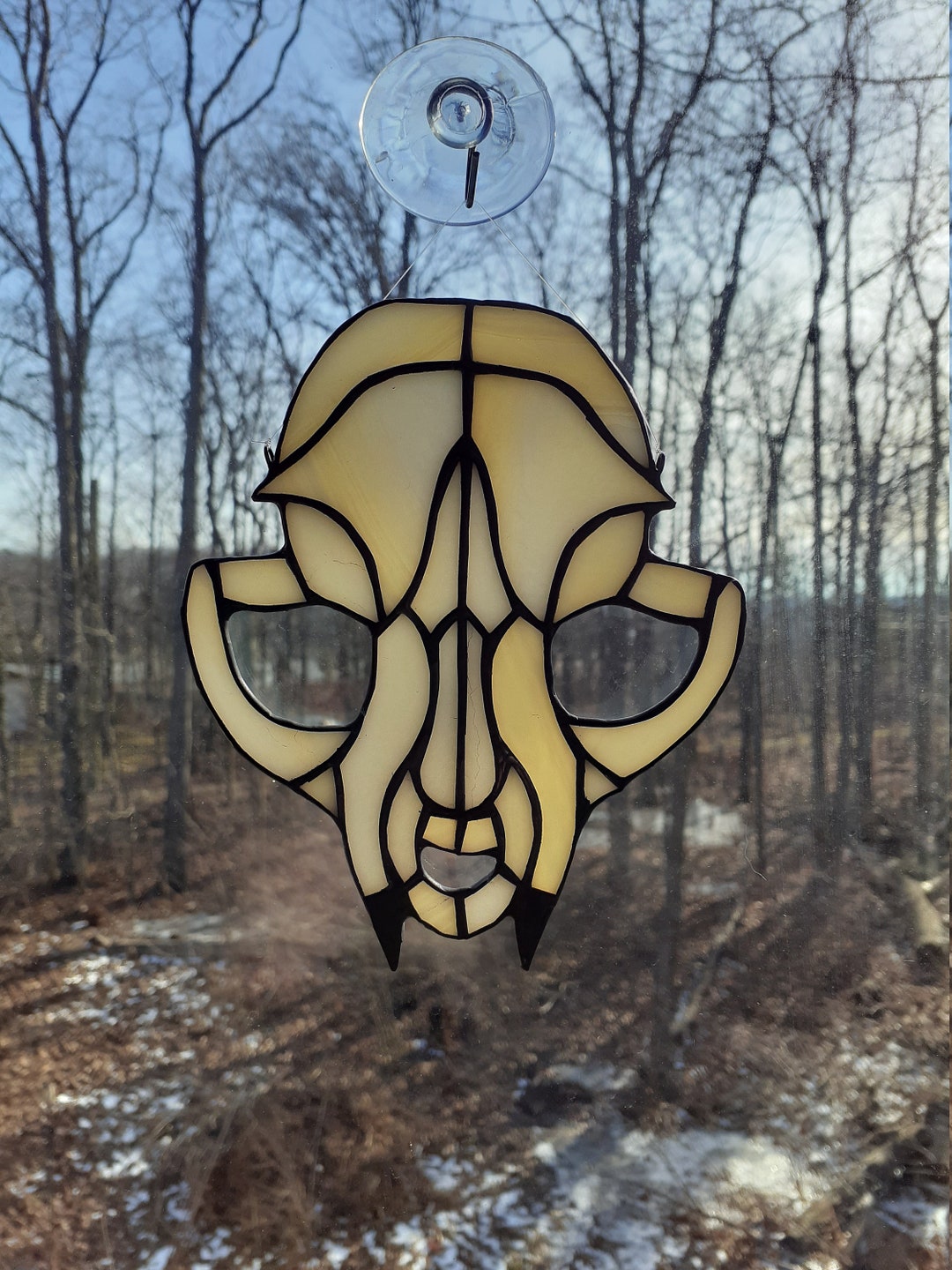 Cat Skull Suncatcher, Anatomical Stained Glass - Etsy