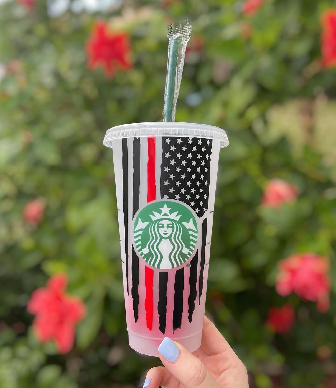 Thin Red any Color Line Flag Starbucks Cold Cup | Etsy