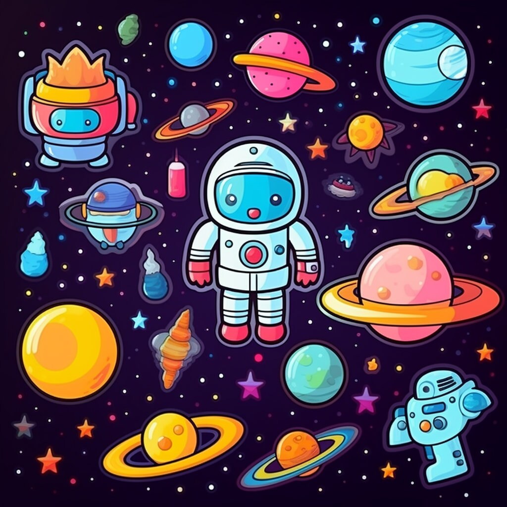 Ai-generated Space Pngs - Bright Cartoon Astronauts, Planets, Stars for ...
