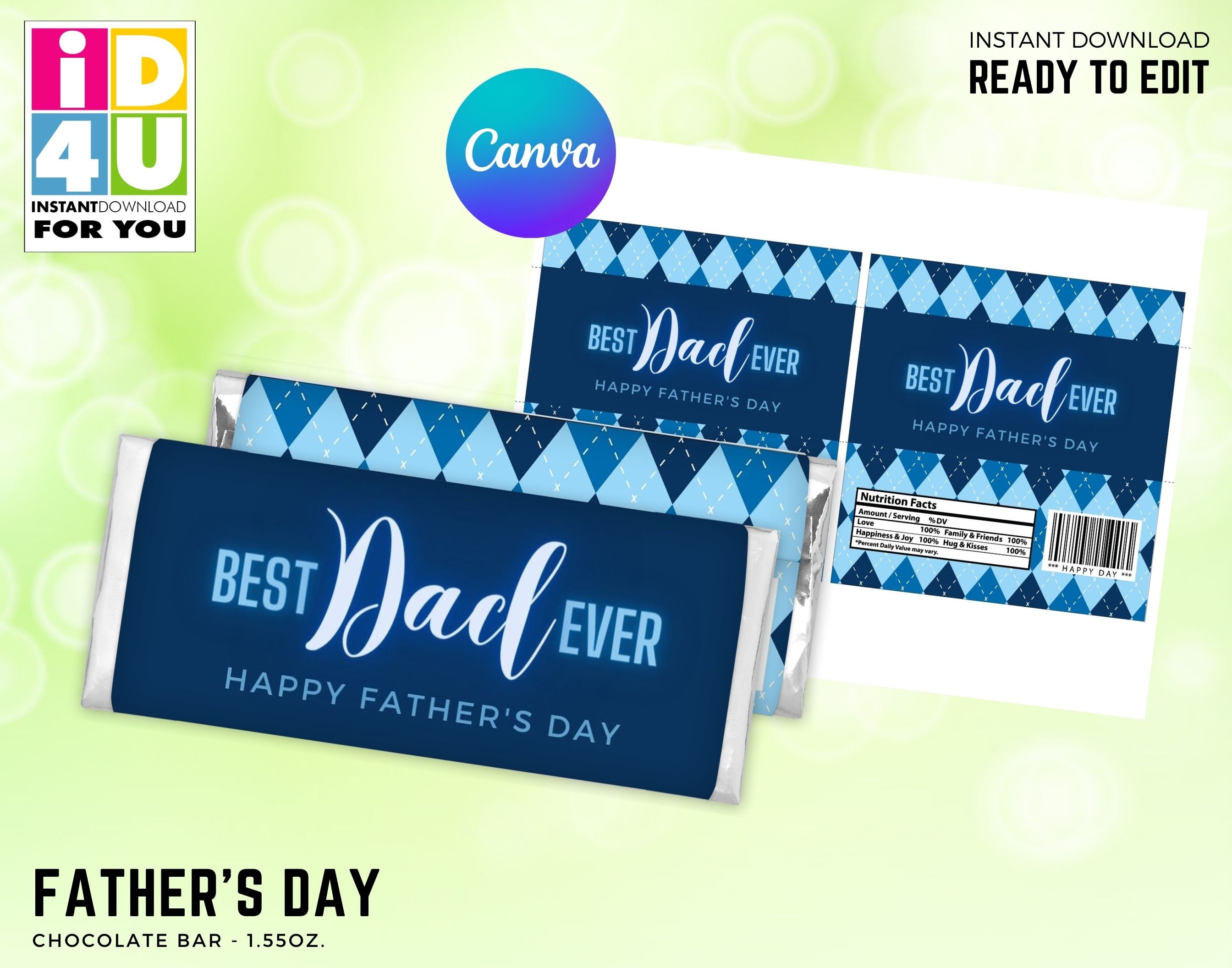 Happy Father's Day Candy Wrapper Editable With Picture - Etsy