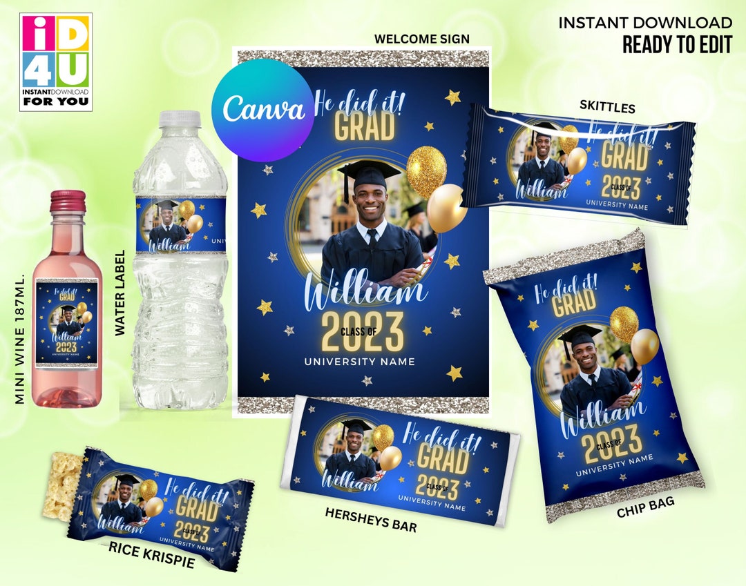 Graduation Class of 2024 Editable Bundle With Picture, Chip Welcome ...