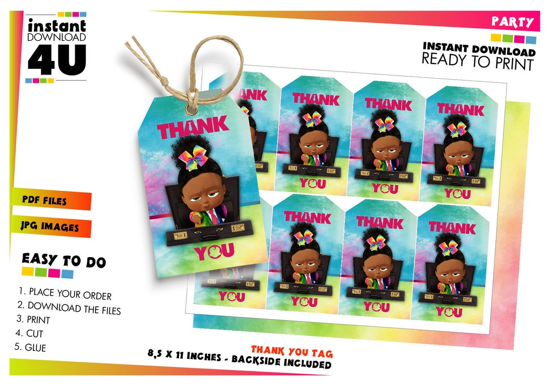 Baby Boss Thank You Tags Instant Download, Baby Boss Gift Tags, Baby ...