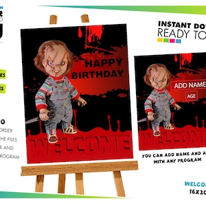 Chucky Welcome Sign, Chucky Doll Birthday Party Welcome Sign, Chucky ...