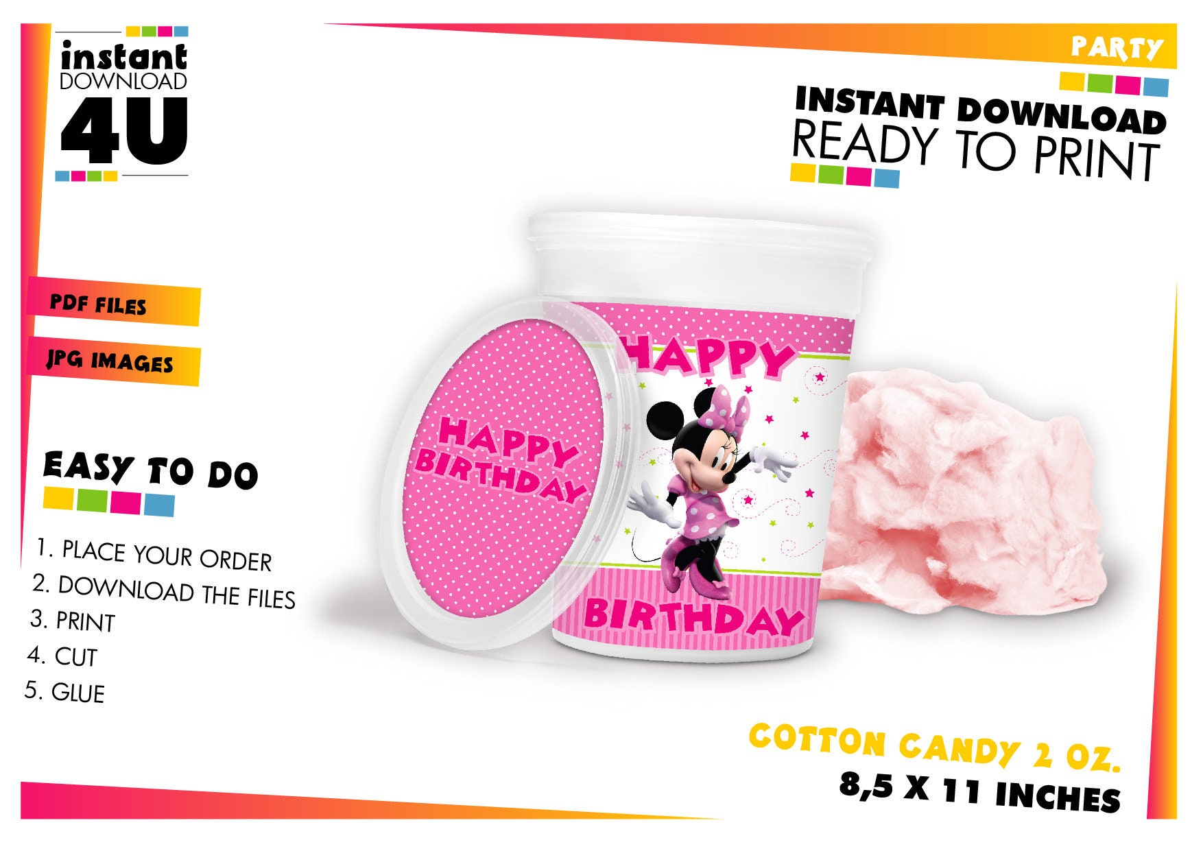 Minnie Mouse Cotton Candy Wrapper Minnie Pink Cotton Candy - Etsy