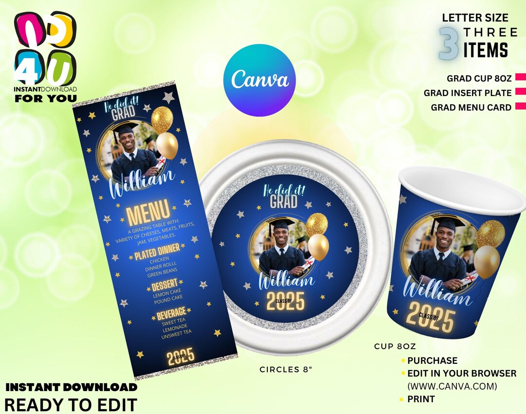 Class of 2025 Graduation Decoration Bundle Editable, Grad Decoration ...