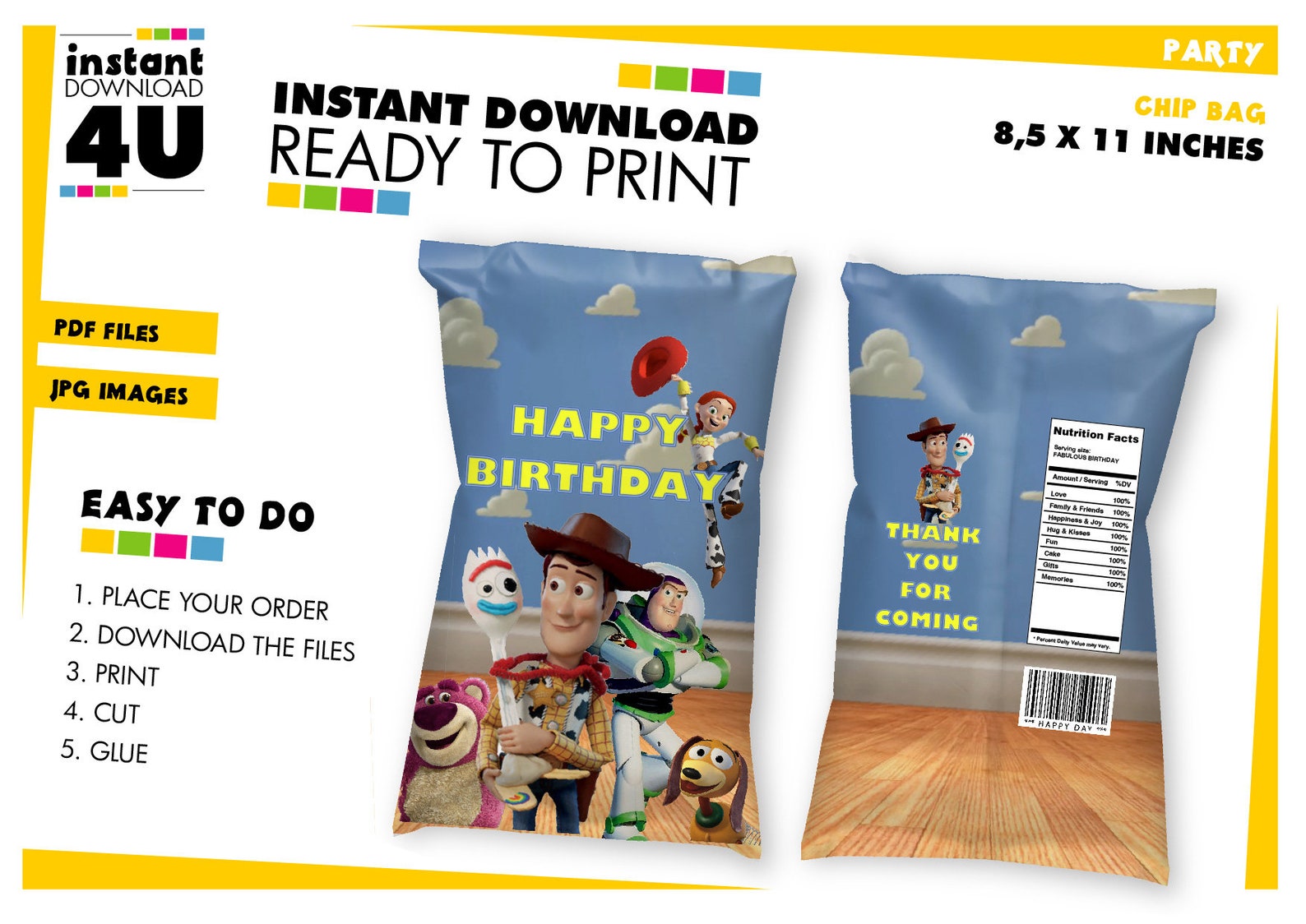 Toy Story Birthday Chip Bag Label Toy Story chip bag Toy | Etsy