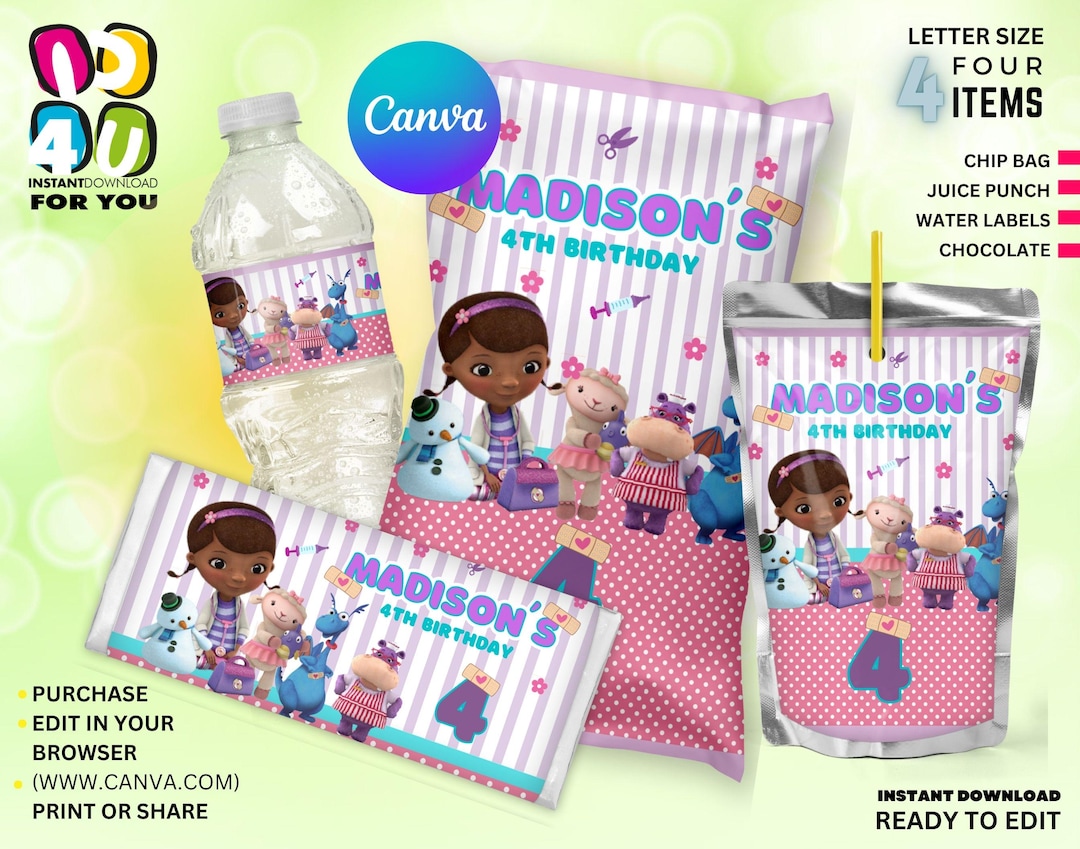 Birthday Party Favors Editable Bundle, Party Editable Decoration Bundle ...
