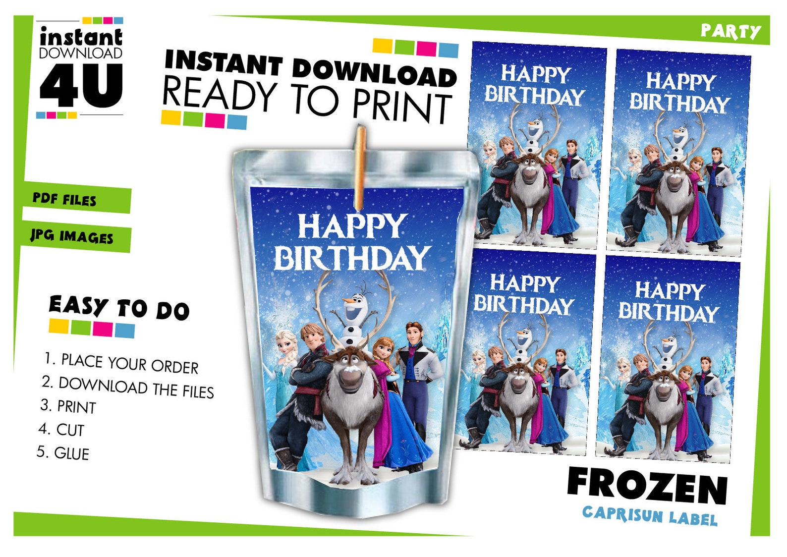 Frozen Themed Printable Capri Sun Labels for Birthday Parties, DIY ...