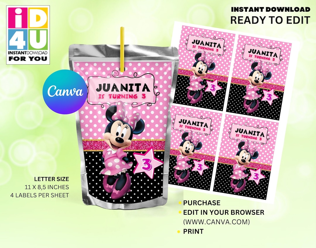 Kids Birthday Capri Sun, Kids Birthday Editable Capri Sun, Juice Pouch ...