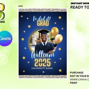 Graduation Class of 2025 Editable Bundle With Picture - Etsy