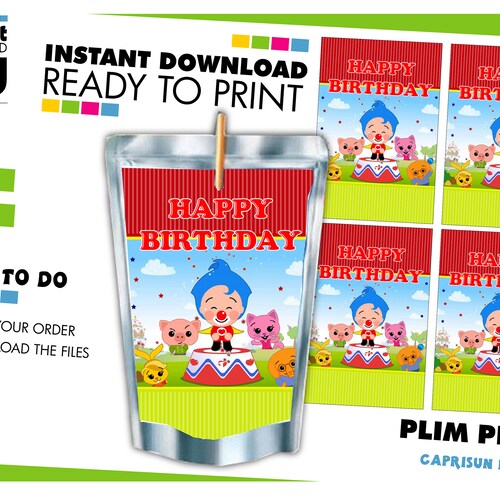 Plim Plim Birthday Plim Plim Water Bottle Labels Plim Plim Printable ...
