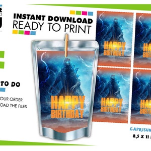 Godzilla Juice Label, Godzilla Pouches Label. Godzilla Juice Bag Label ...