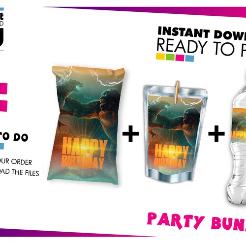 Godzilla Party Bundle Labels Godzilla Capri Sunchip - Etsy