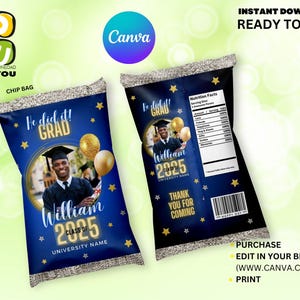 Graduation Class of 2025 Editable Bundle With Picture, Chip Welcome ...
