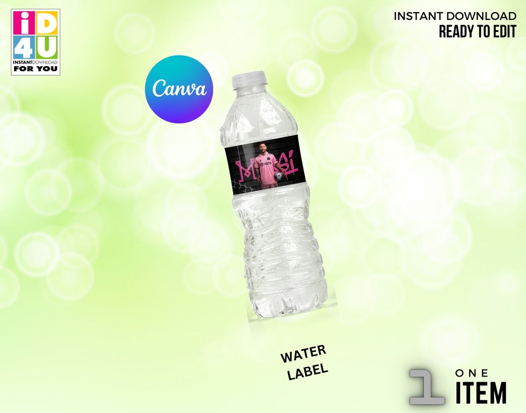 Messi Miami Editable Bottle Label , Editable Water Label, Editable ...