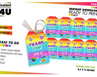 Pop It Thank You Tags, Pop It Favor Tags, Pop It Birthday Tags, Pop It ...