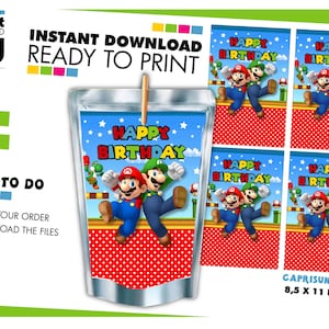 Super Mario Capri Sun Label, Super Mario Brothers Birthday, Super Mario ...