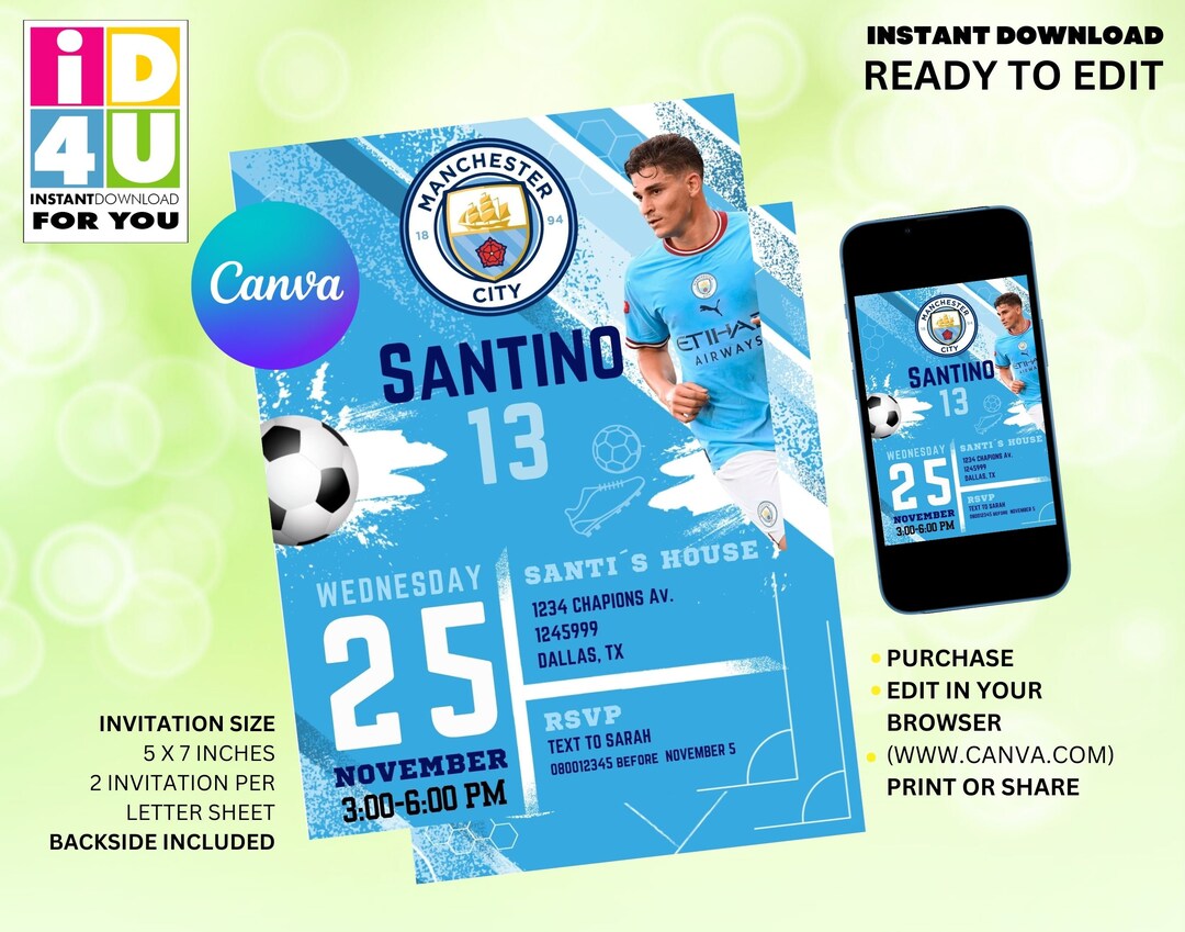 Birthday Party Invitation Editable, City Editable Invitation, Editable ...