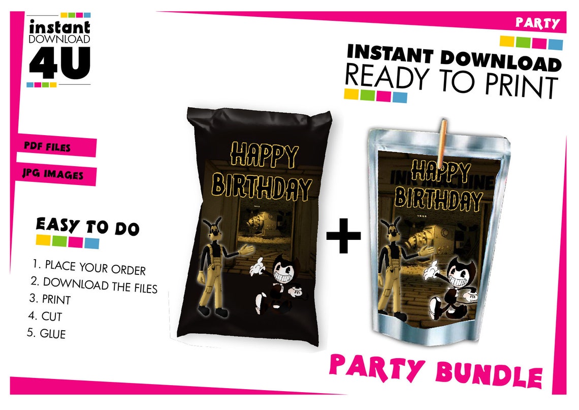 Bendy and the Ink Machine Party Bundle Bendy Capri Sunchip - Etsy