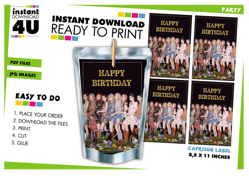TWICE, Twice Party Capri Sun Label, Twice Printable Juice Label, Twice ...