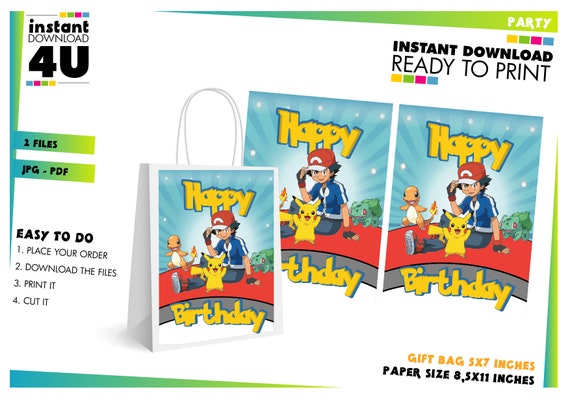 Pokemon Gift Bag Labels Pokemon Printable Labels Kids - Etsy