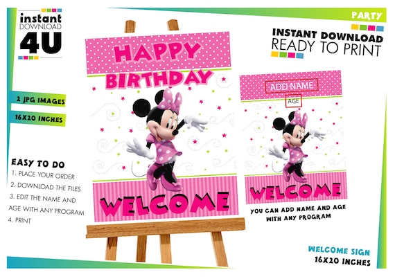 Minnie Welcome Sign Party Minnie Mouse Welcome Poster - Etsy