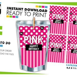 Victorias Secret Pink Capri Sun Labels, VS Pink Party Supplies ...