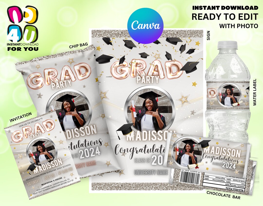 Class of 2024 Graduation Party Favors Editable Bundle With or Without ...
