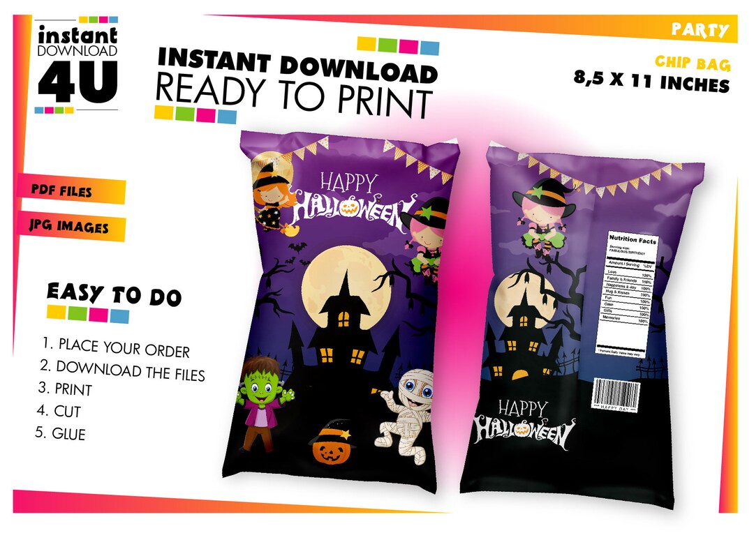 Halloween Chip Bags, Halloween Chip Bags, Halloween Potato Chip Bag ...
