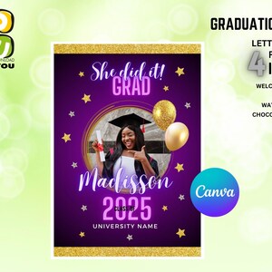 Purple Graduation 2025 Party Favors Editable Bundle With Picture, Grad ...