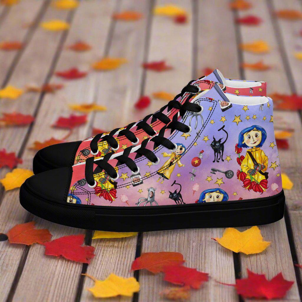 Coraline-inspired High Top Canvas Sneakers Women & Girls Coraline ...