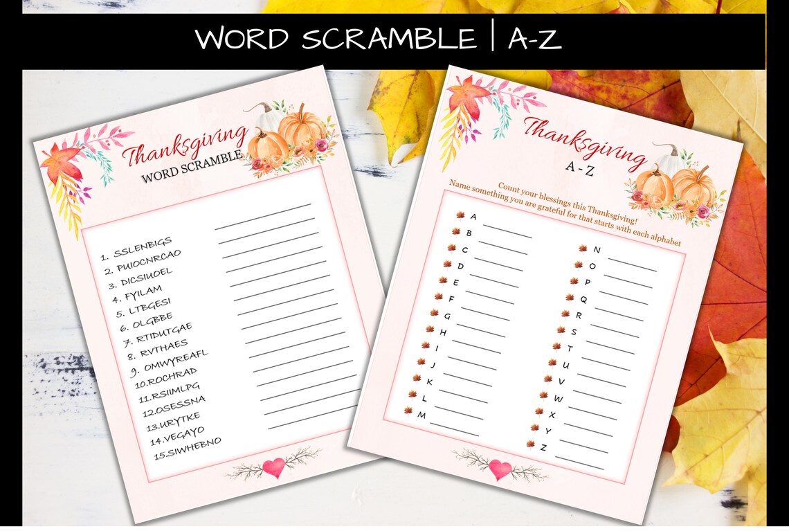 11 in 1 - Thanksgiving Games - Bingo, Word Scramble, Trivia, Atoz ...
