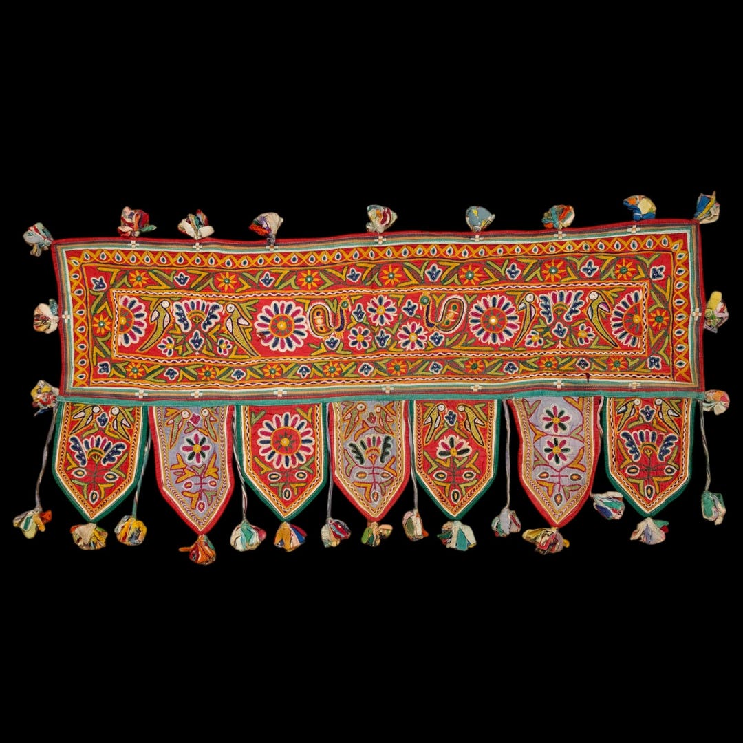 Vintage Gujarati Embroidered Toran: Mochi Bharat Aari Door Hanging - Etsy