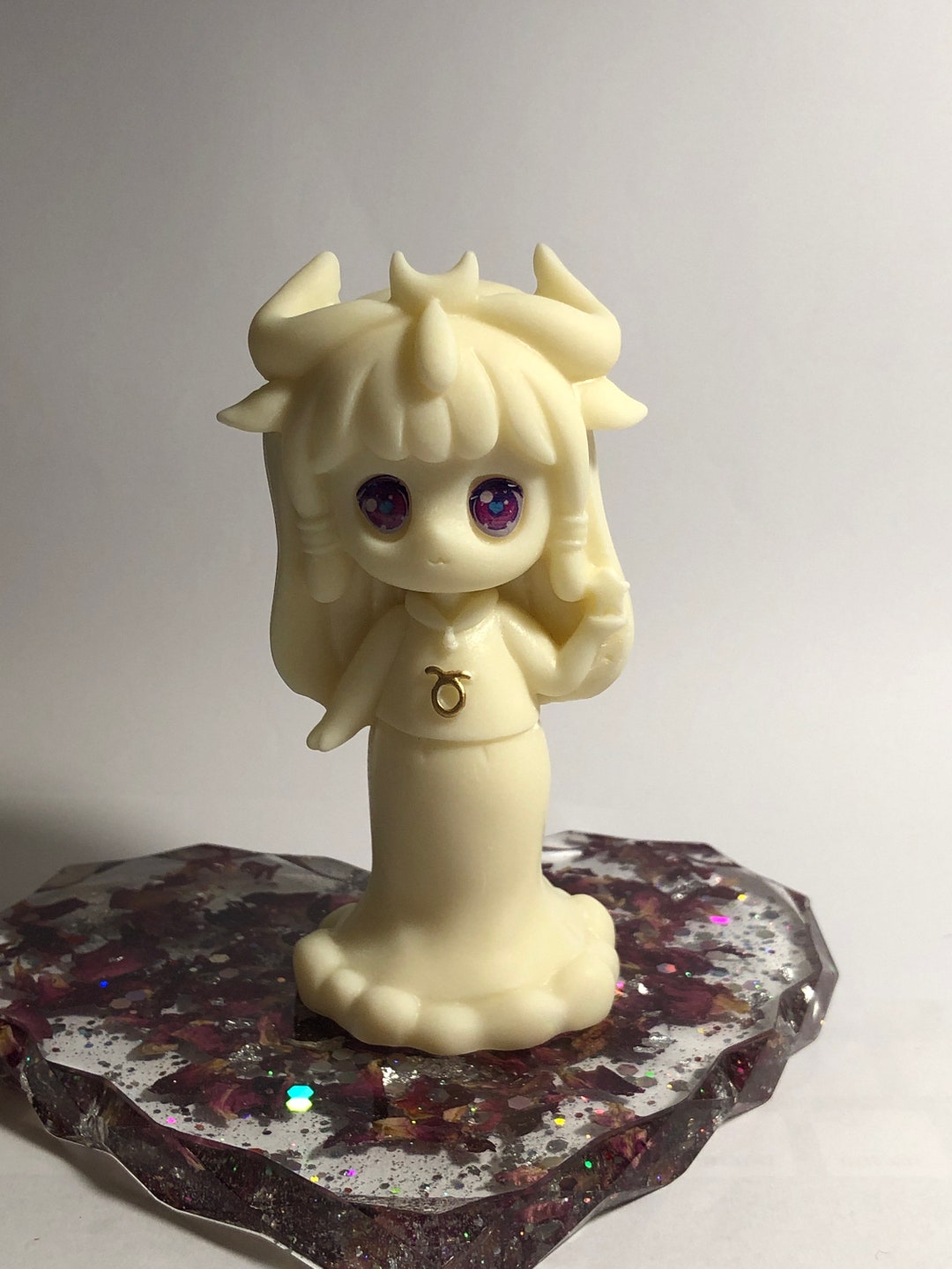 Taurus Zodiac Manga Girl Figurine: Handcrafted Tagua Nut Ornament ...