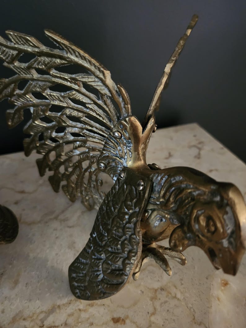 Set of Rare Vintage Brass Fighting Roosters - Etsy