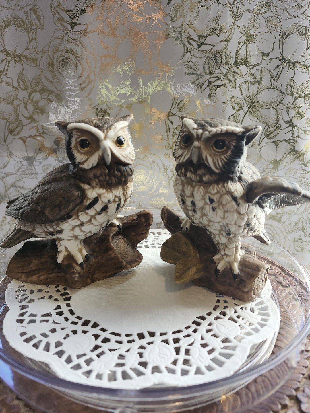 Vintage Homco Set of Porcelain Owls - Etsy