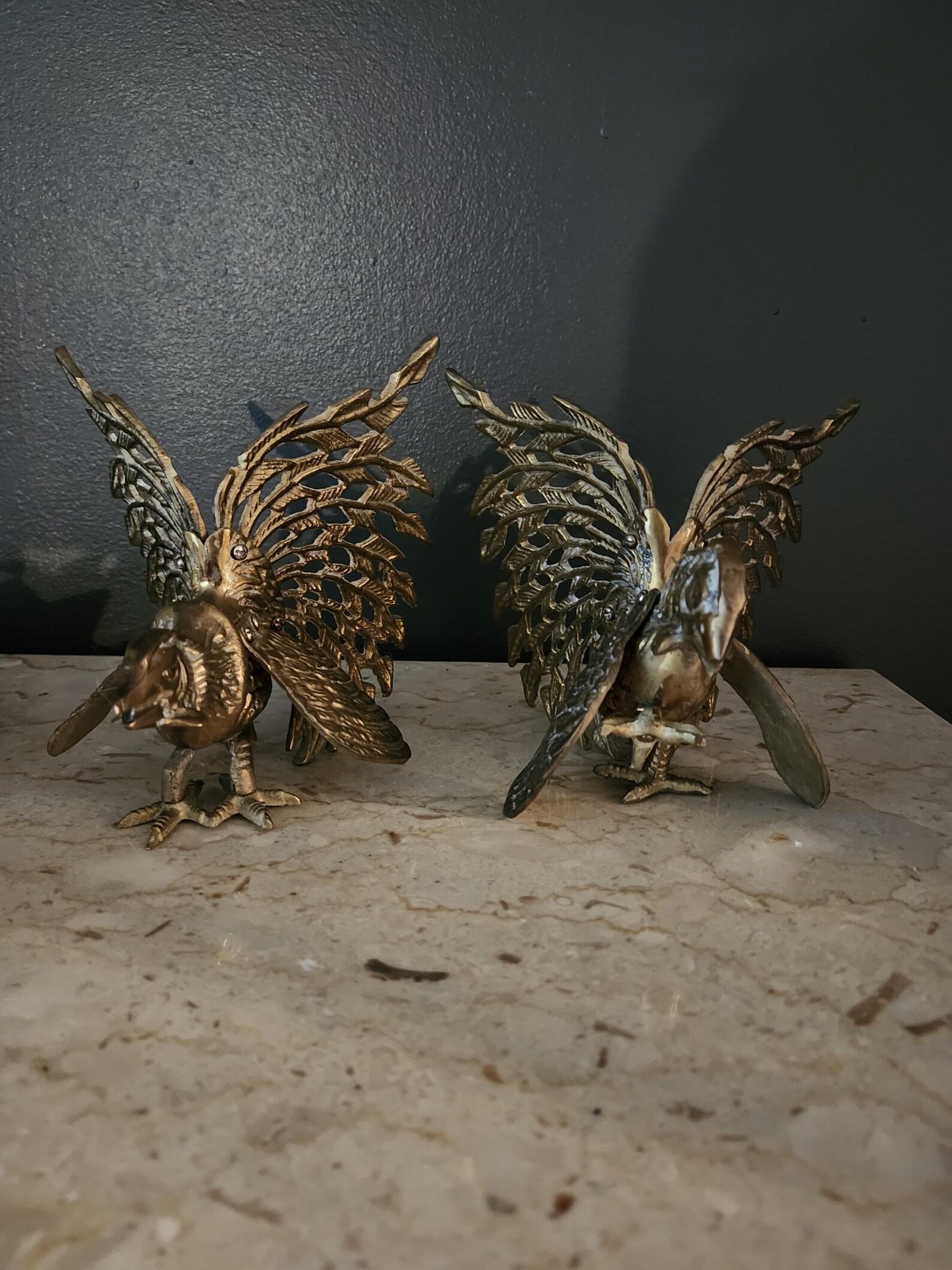 Set of Rare Vintage Brass Fighting Roosters - Etsy