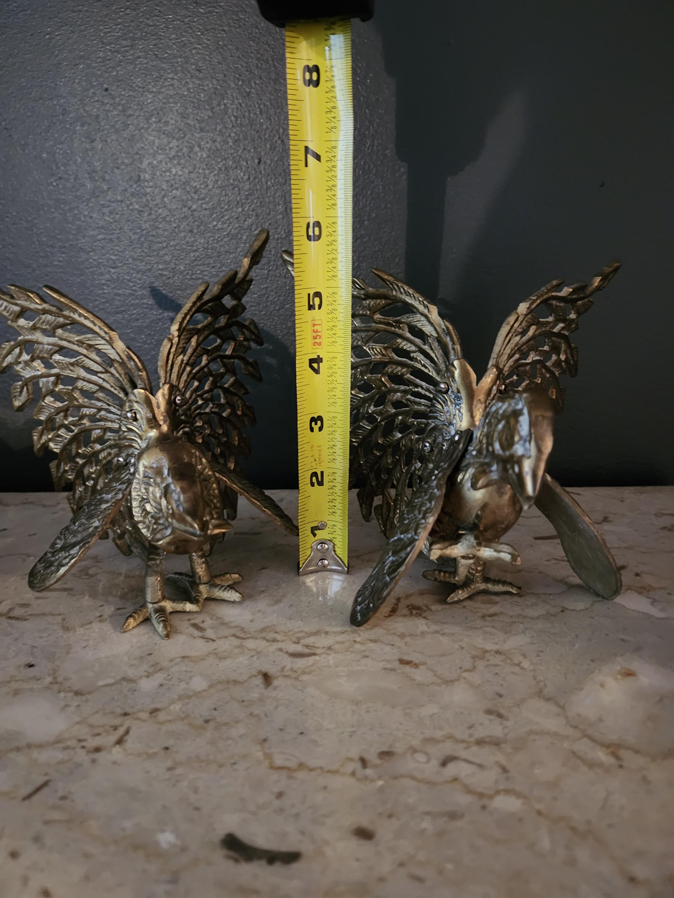 Set of Rare Vintage Brass Fighting Roosters - Etsy