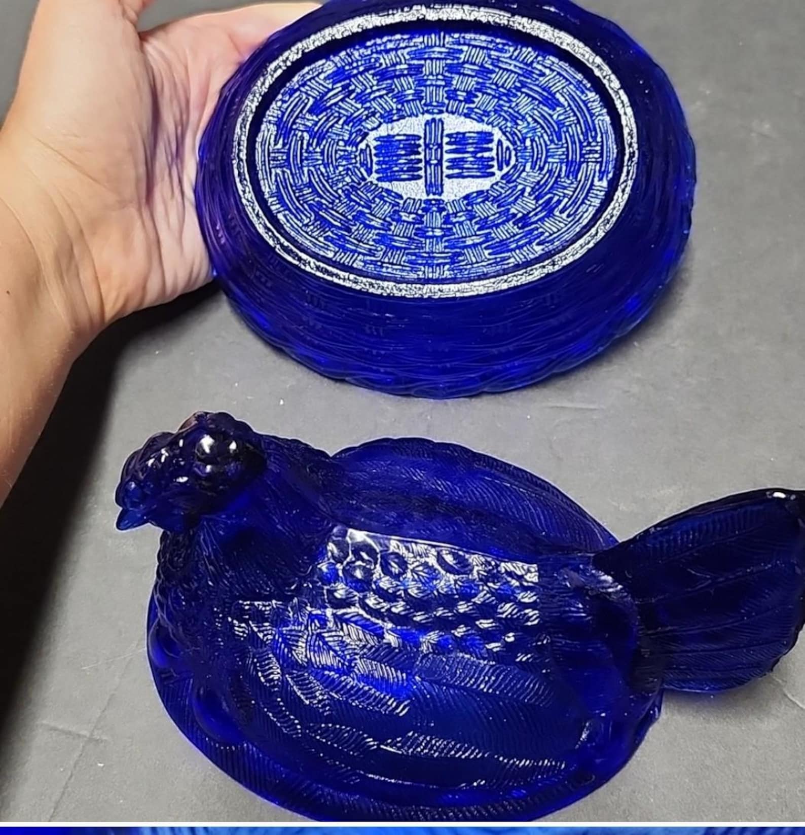 Beautiful Cobalt Blue Glass Hen on Nest - Etsy