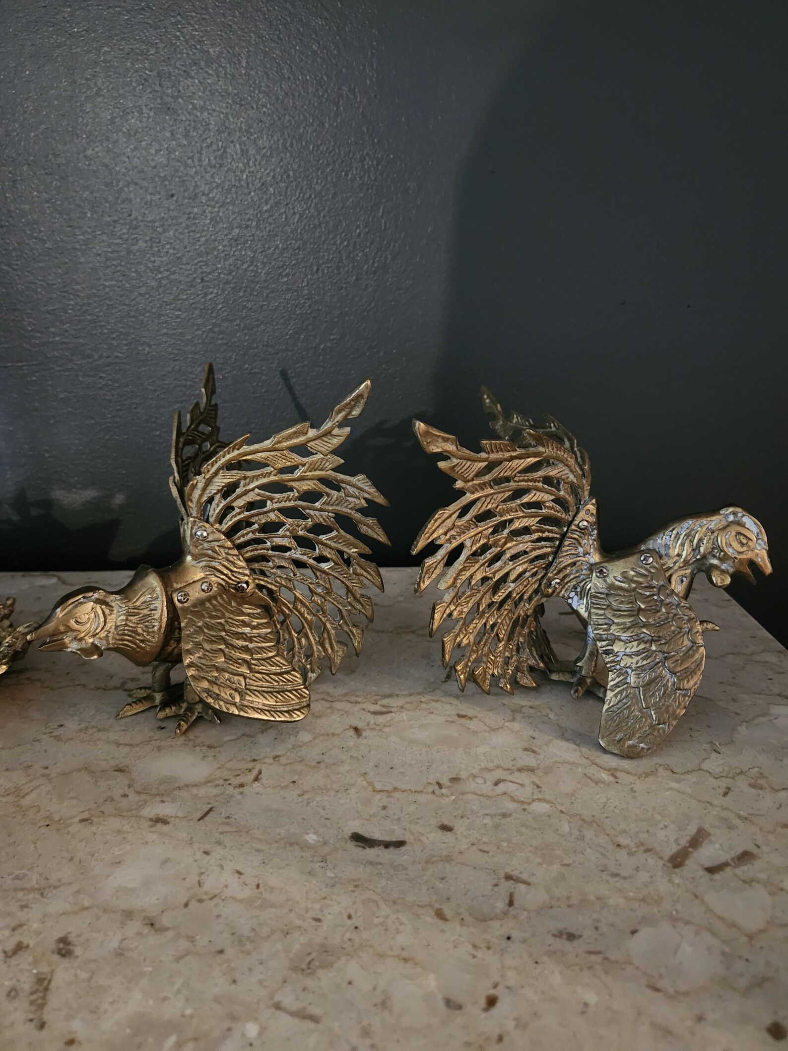Set of Rare Vintage Brass Fighting Roosters - Etsy