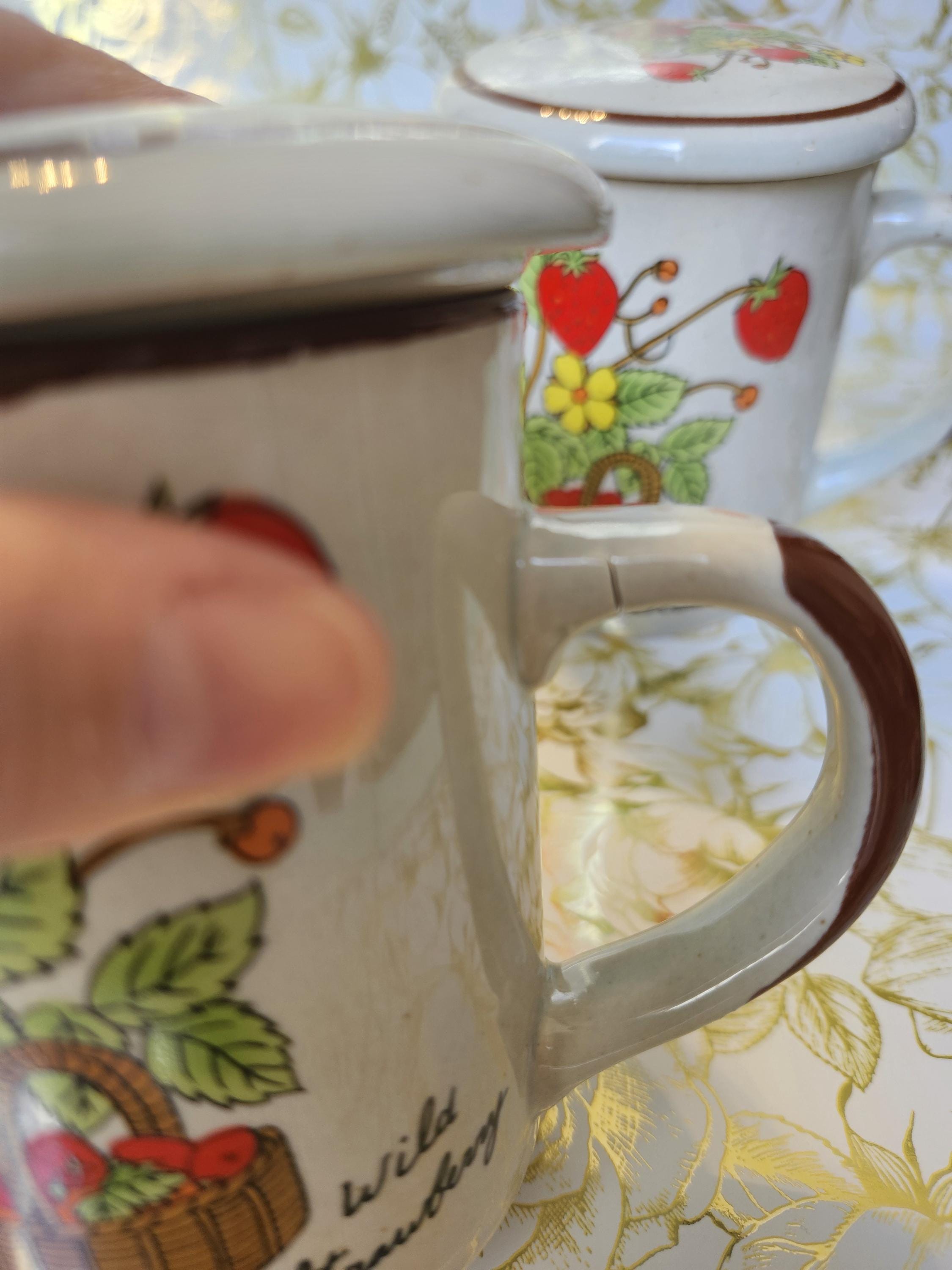 Vintage 1970s Strawberry Mugs With Lids Set of 4 - Etsy