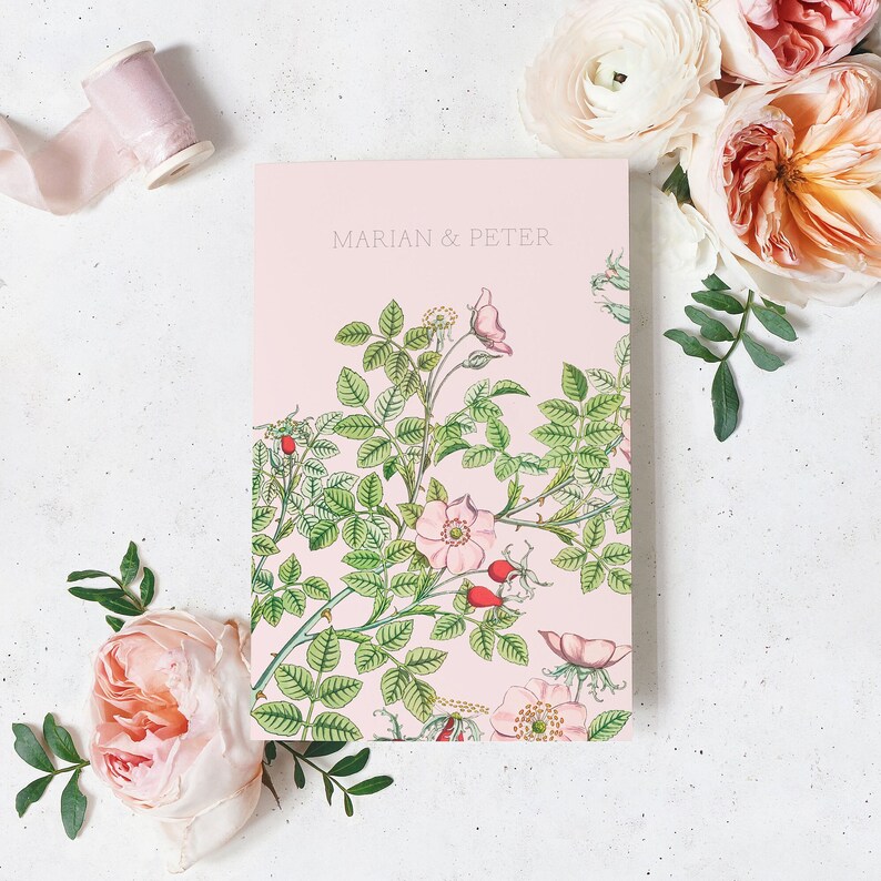 MARIAN - Floral Rose Wedding Invitation Suite Template, Elegant Wedding ...