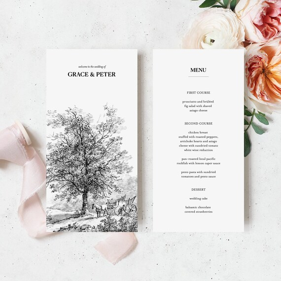 GRACE Country Wedding Menu Template Elegant Modern Farm Menu | Etsy