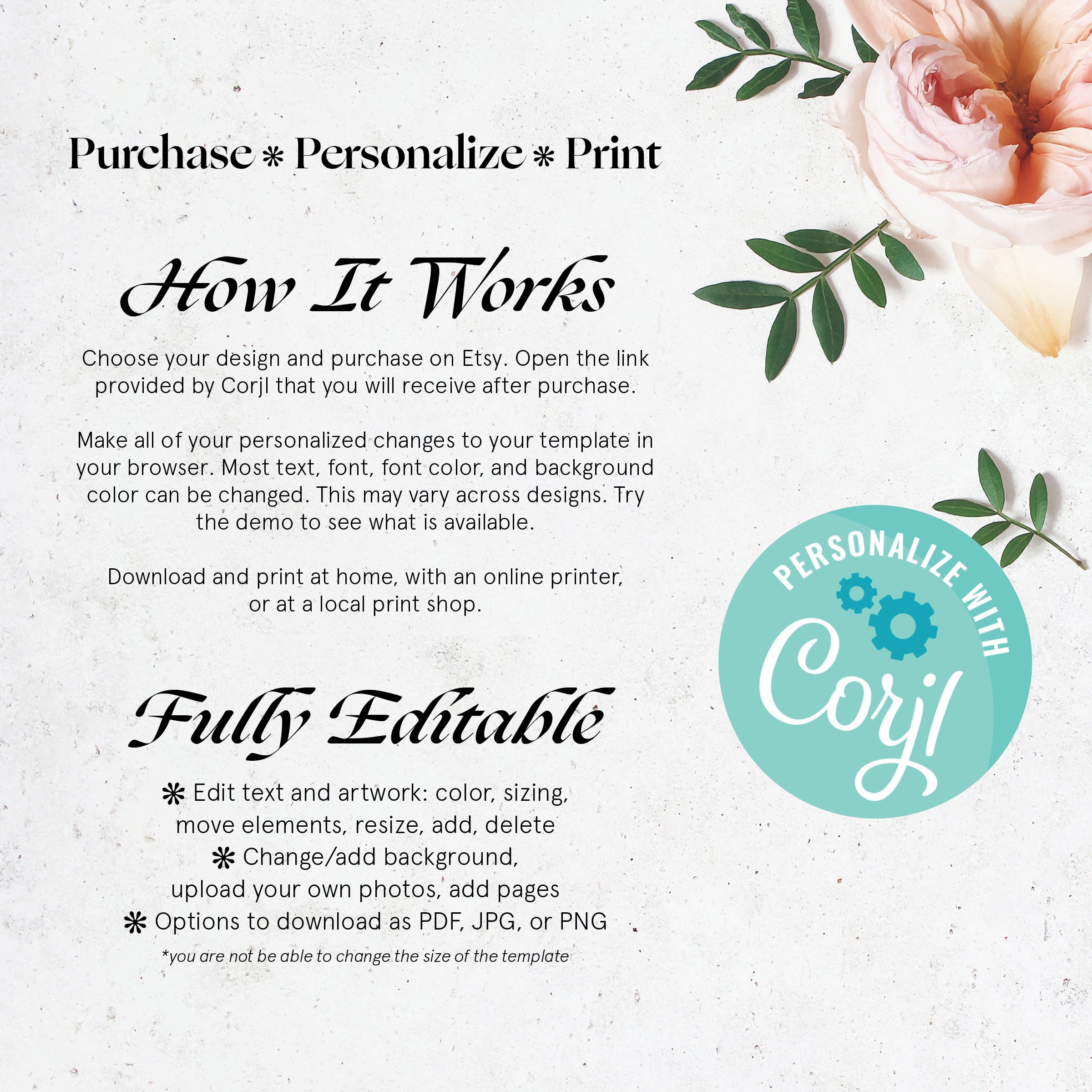 MARIAN Floral Rose Wedding Invitation Suite Template - Etsy
