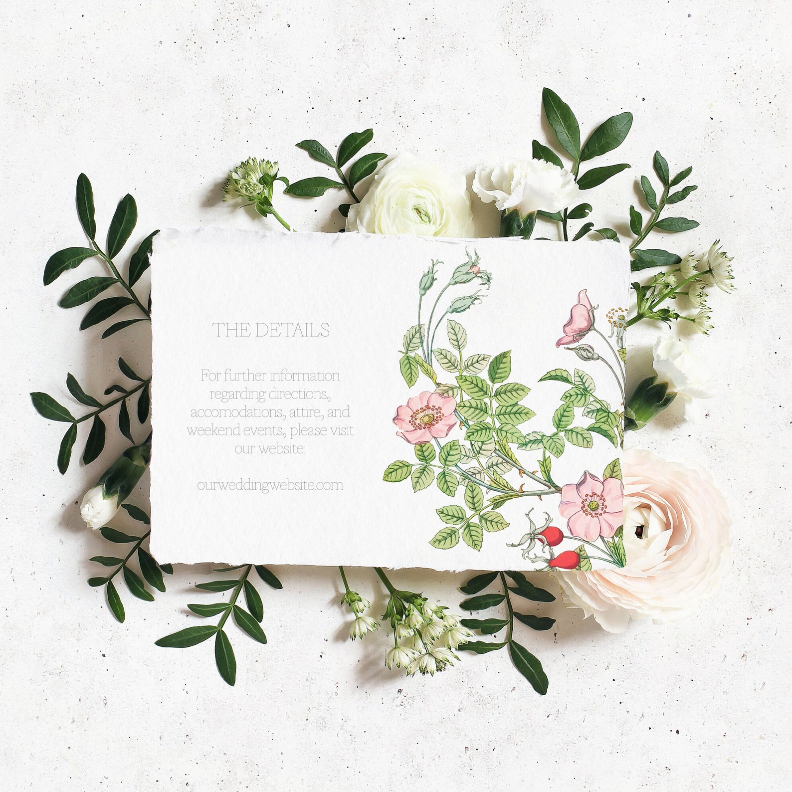 MARIAN - Floral Rose Wedding Invitation Suite Template, Elegant Wedding ...