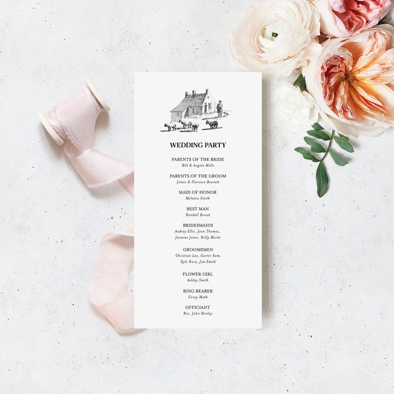 GRACE Country Wedding Program Template Elegant Modern Farm | Etsy
