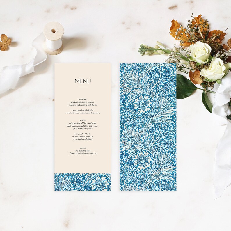 MORRIS Modern Wedding Menu Template Elegant William Morris | Etsy